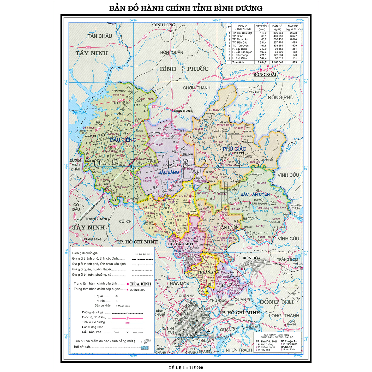 Bản đồ hành chính tỉnh Bình Dương